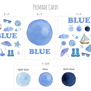 Watercolor Blue Things Clipart: Educational Learning (PNG, JPG) - Etsy