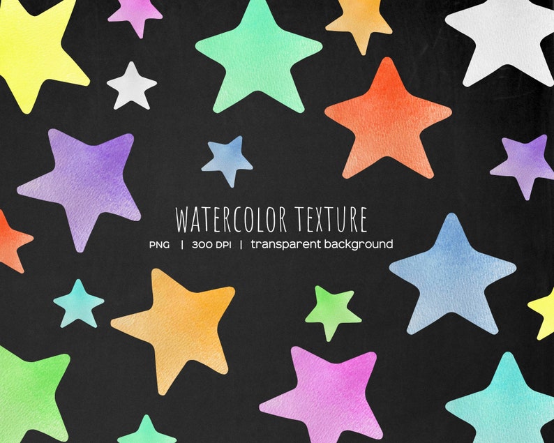 Watercolor Stars Clipart. Star Shapes PNG. Rainbow Stars Clip Art ...