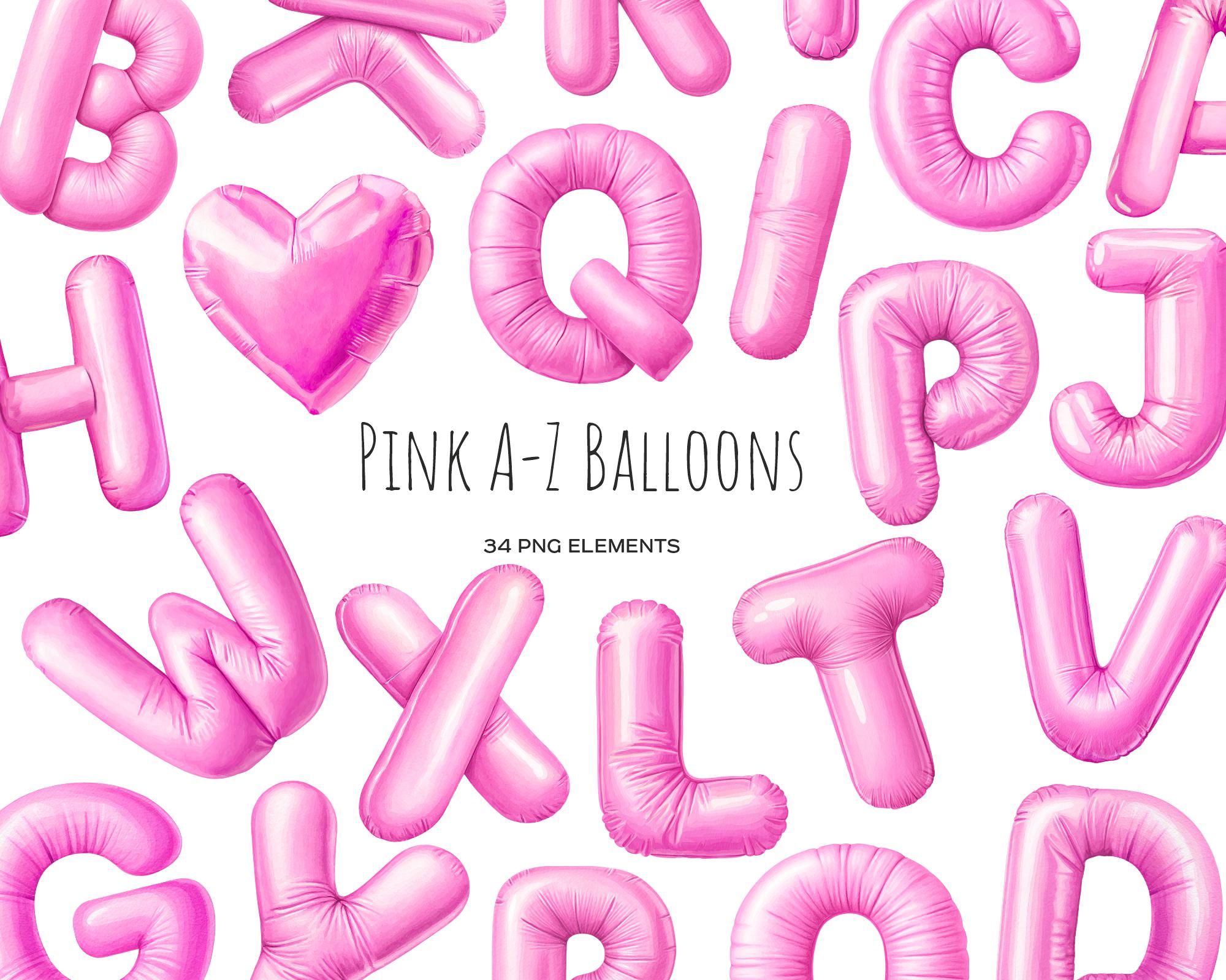 Watercolor Pink Balloon Letters Clipart: A-Z PNG (digital Download) - Etsy