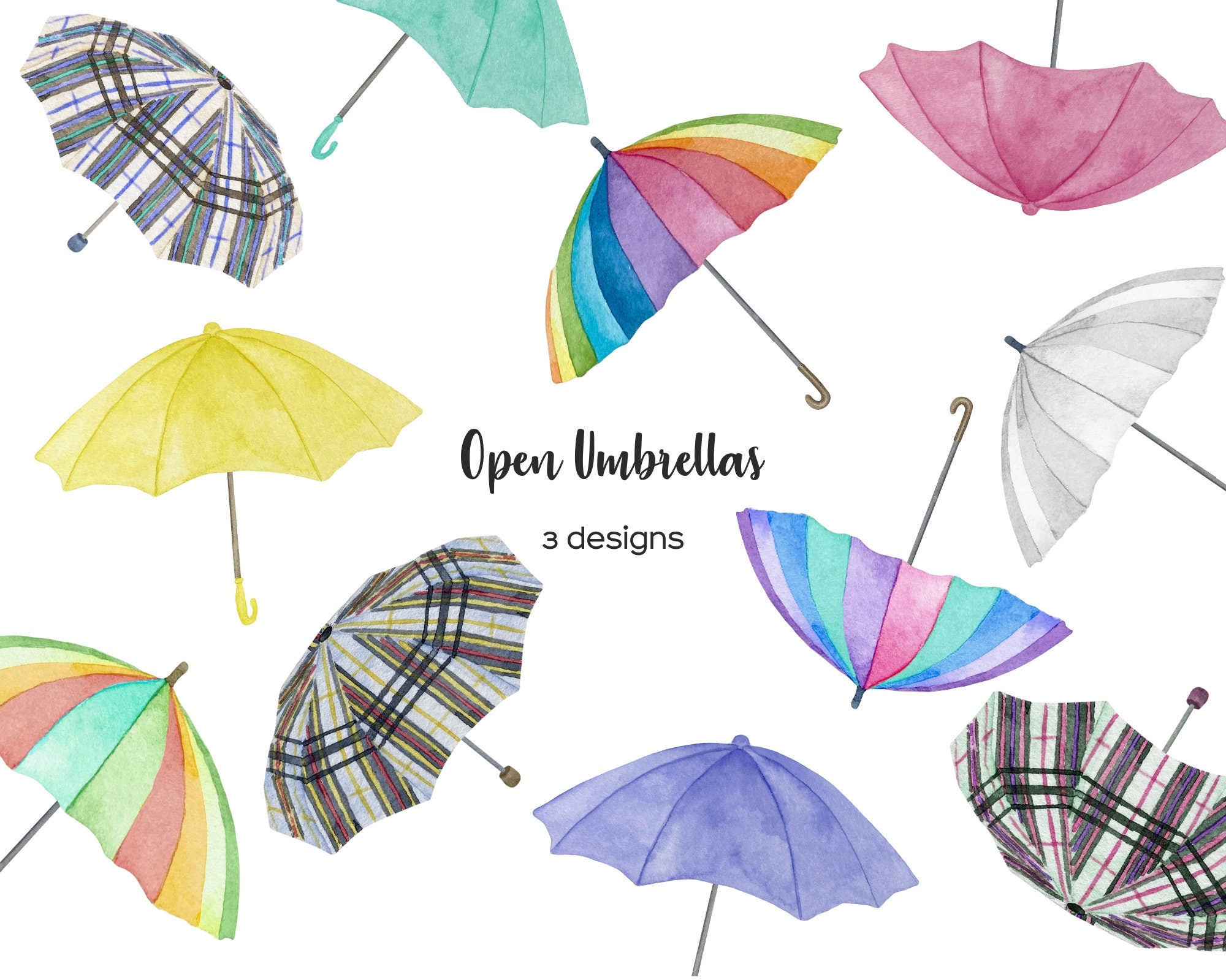 Watercolor Umbrella Clipart. Colorful Umbrella PNG. Kids Cute Umbrella ...