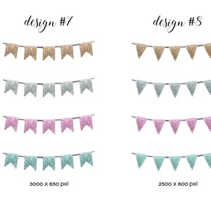 Watercolor Ribbons and Bunting Clipart. Pastel Watercolor Banners. Pink ...