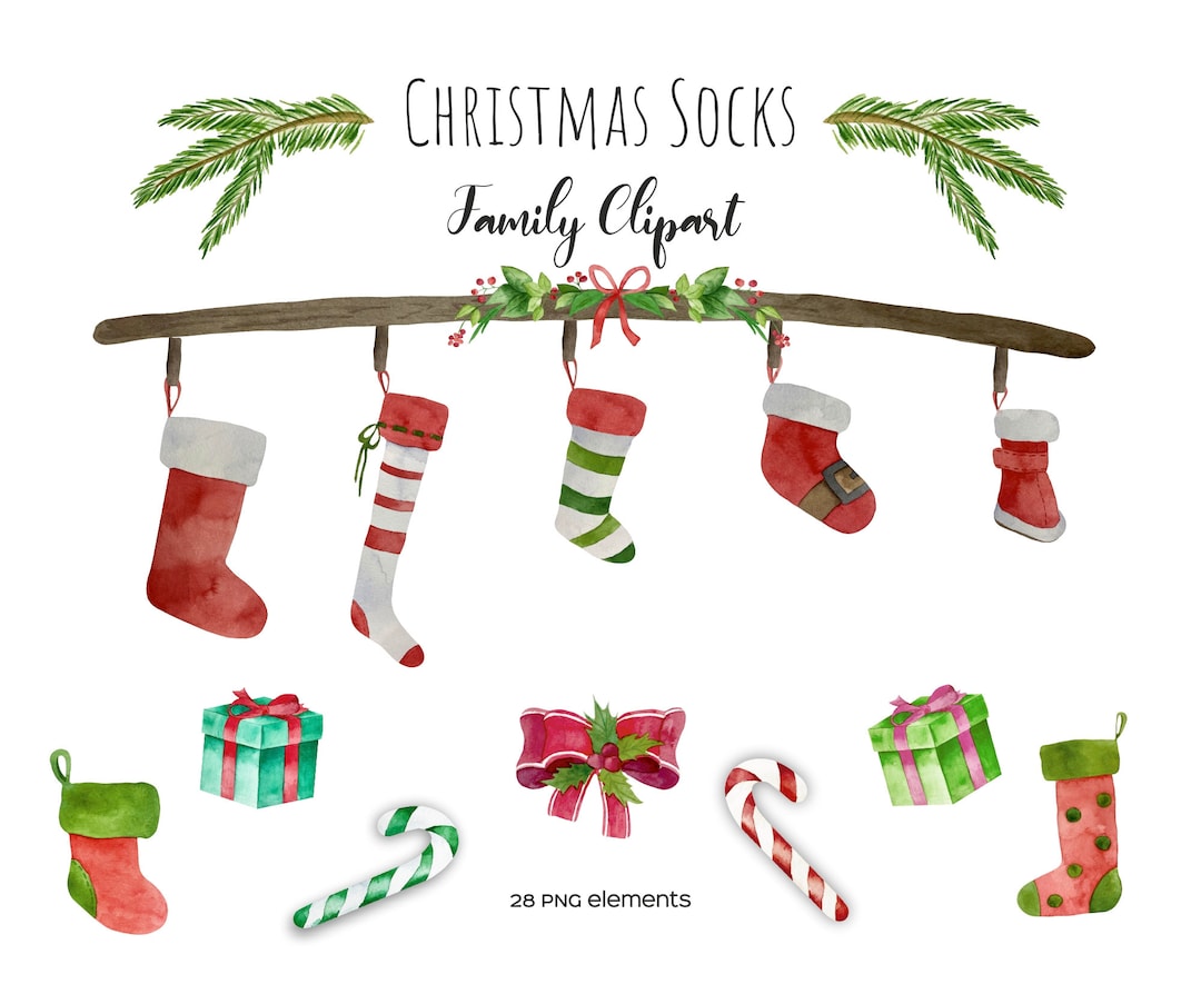 Watercolor Christmas Stockings for Personalised Family Print. Christmas ...