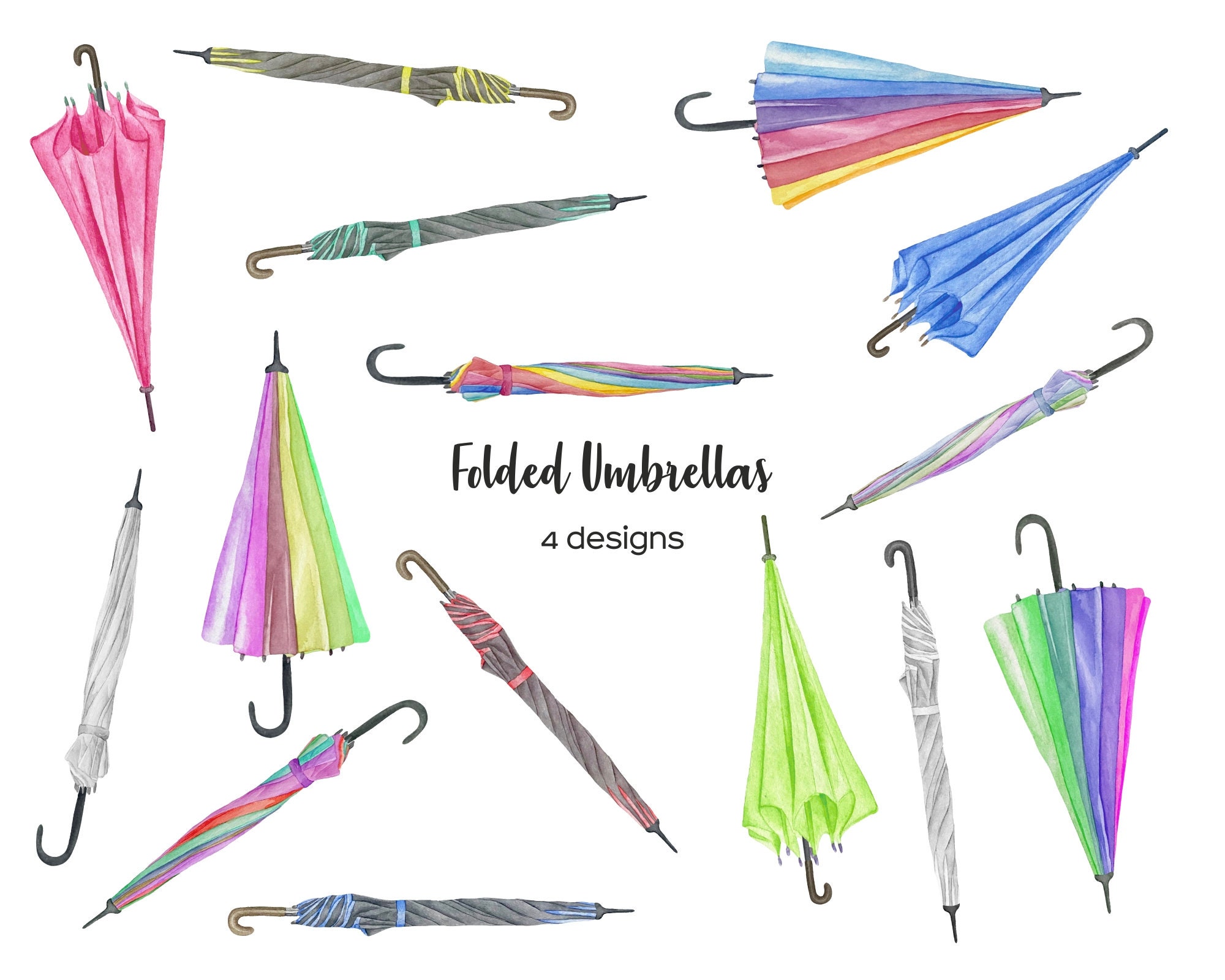 Watercolor Umbrella Clipart. Colorful Umbrella PNG. Kids Cute Umbrella ...