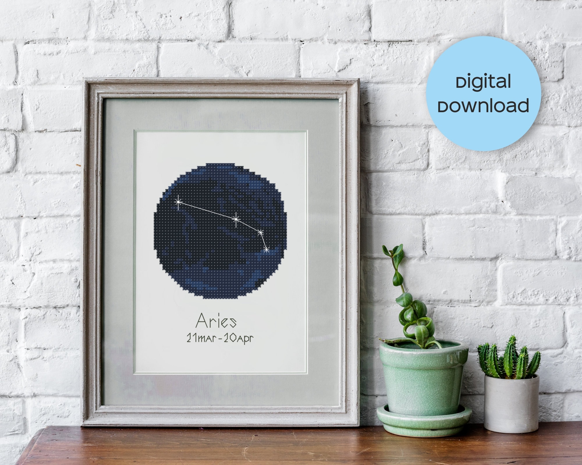Aries Cross Stitch Pattern PDF. Zodiac Sign Constellation Embroidery ...