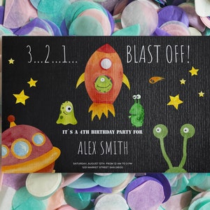 Watercolor Alients Clipart. Outer Space Clipart. Spaceship and Rocket ...