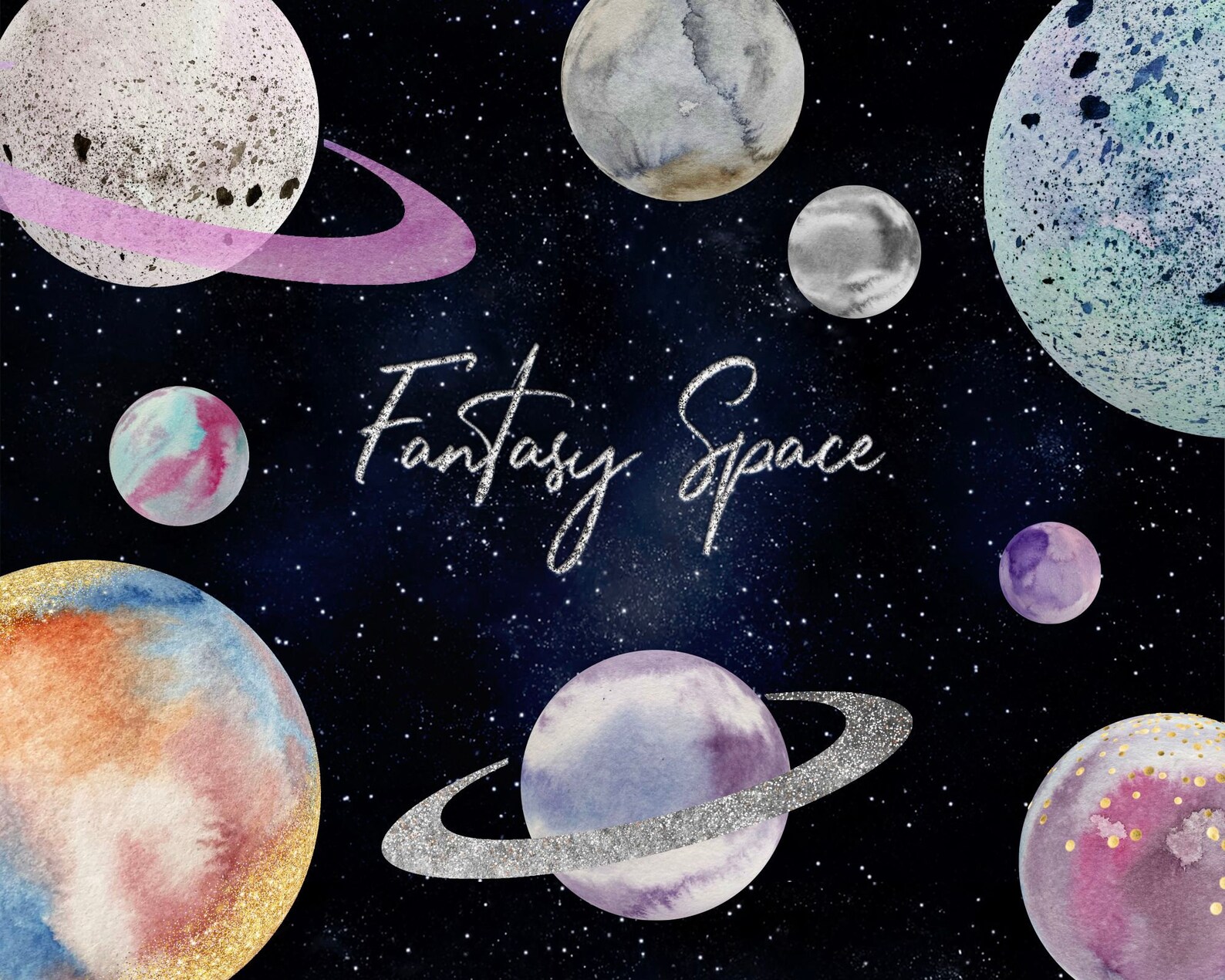 Watercolor Planets Clipart. Magic Solar System Illustration. Watercolor ...