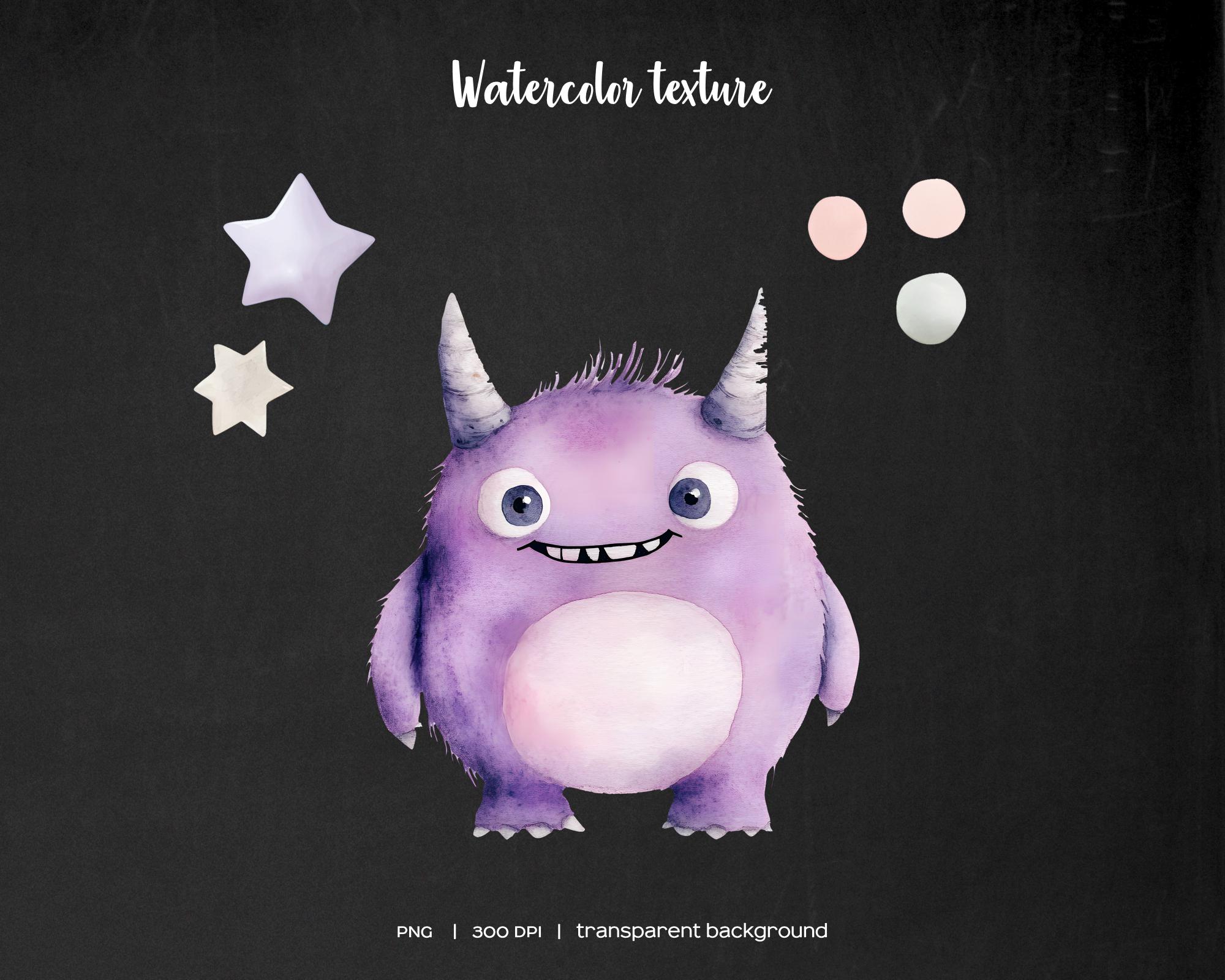 Watercolor Cute Monsters Clipart. Monster Birthday Set. Fantasy Clipart ...