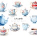 Watercolor British Tea Party Clipart: Vintage Teapot & Dishes (PNG ...