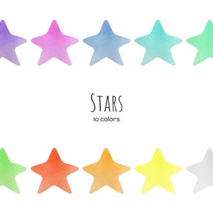 Watercolor Stars Clipart. Star Shapes PNG. Rainbow Stars Clip Art ...