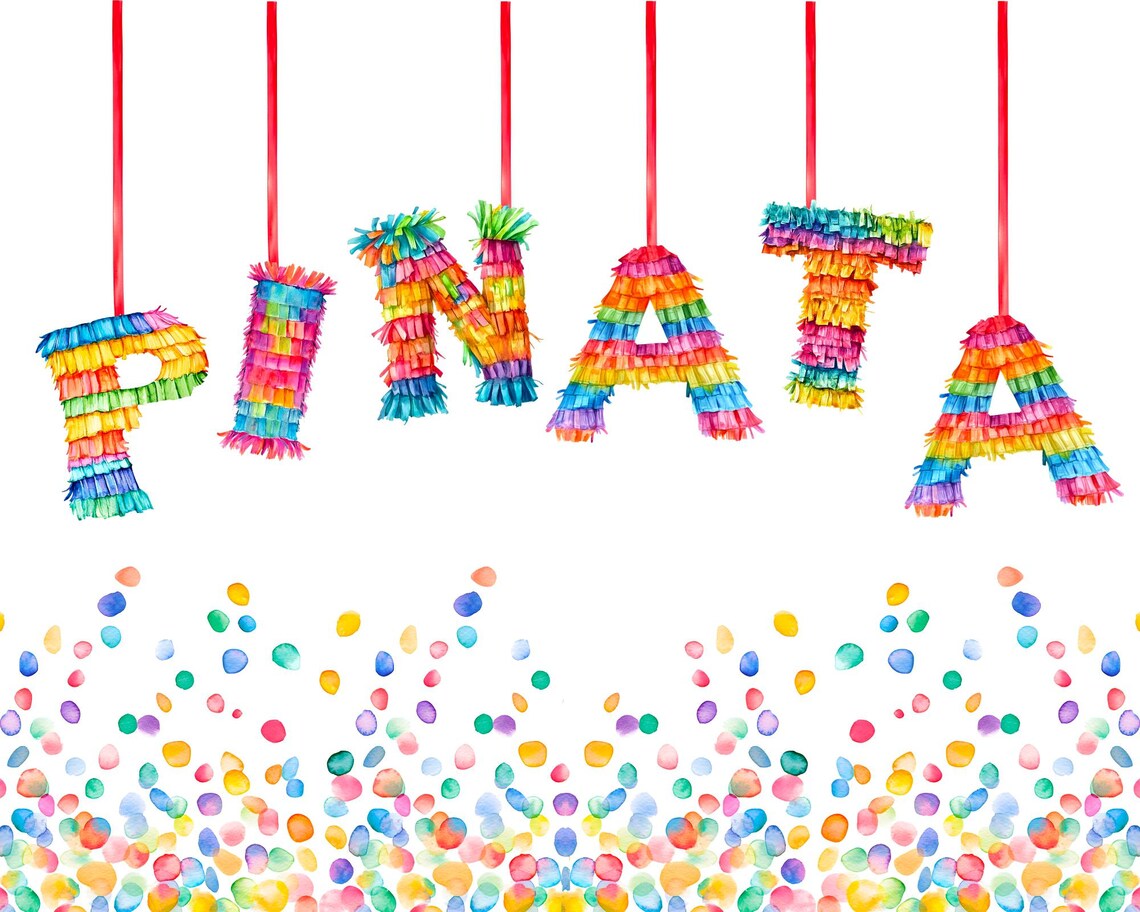 Watercolor Letters Pinata Clipart: Mexican Alphabet (PNG Digital ...