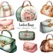 Watercolor Vintage Bag Clipart. Retro Lady Clipart. Handbag Clip Art ...
