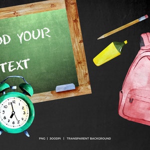 Watercolor School Clipart. Back to School Images - Watercolor Backpack ...