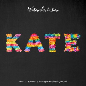 Watercolor Letters Pinata Clipart: Mexican Alphabet (PNG Digital ...