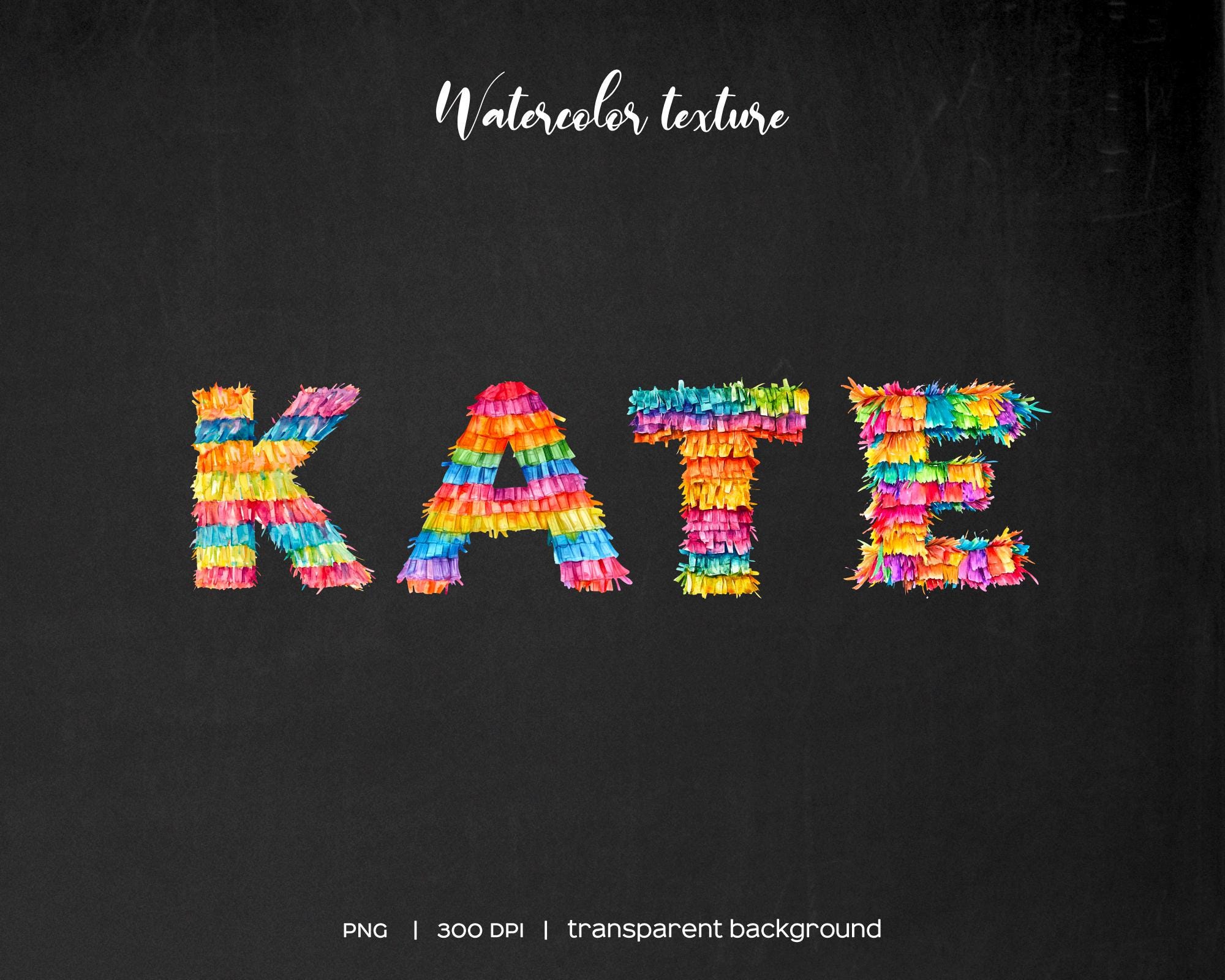 Watercolor Letters Pinata Clipart: Mexican Alphabet (PNG Digital ...