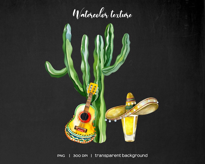 Watercolor Mexico Clipart: Fiesta Party Set (40+ PNG) - Etsy
