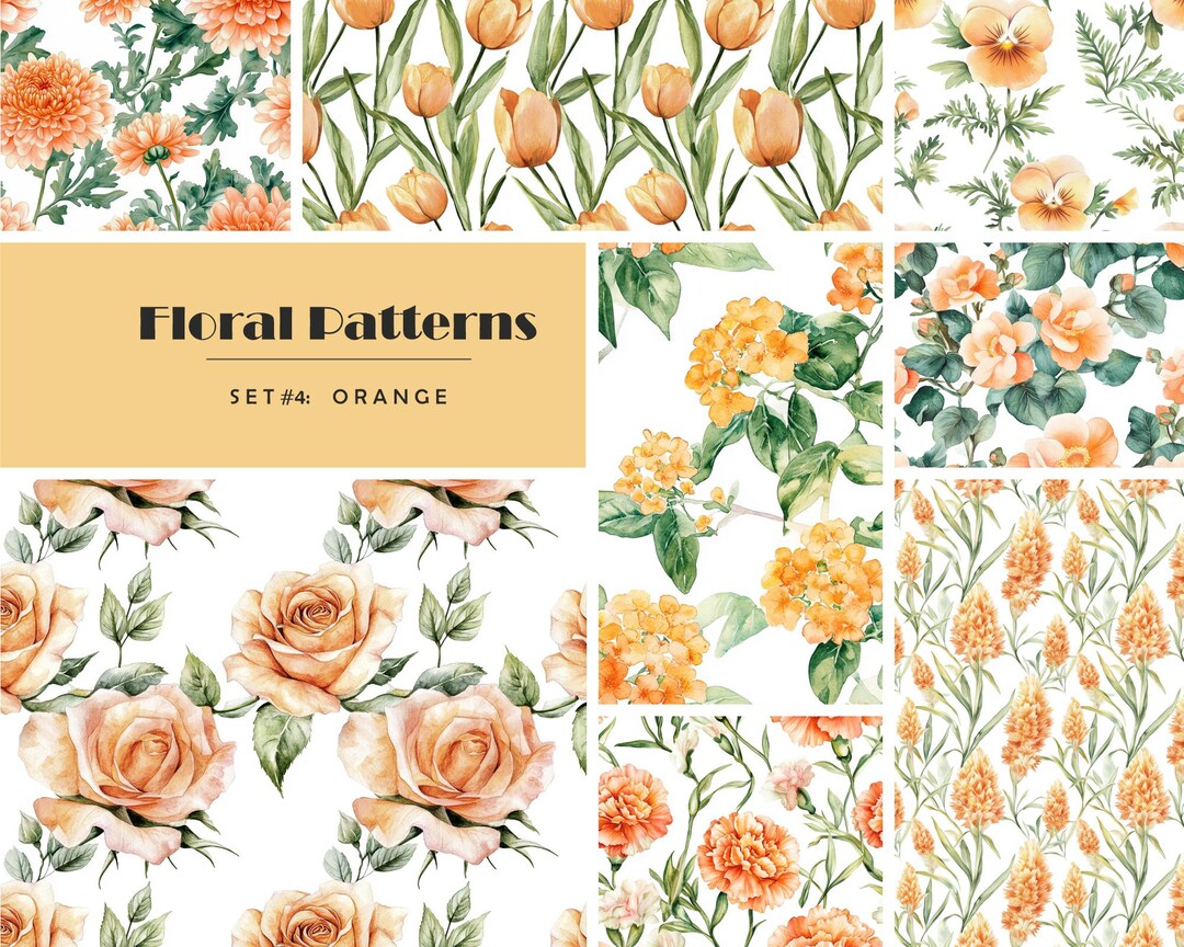 Watercolor Orange Flowers Pattern Orange Flower Print Orange Color ...