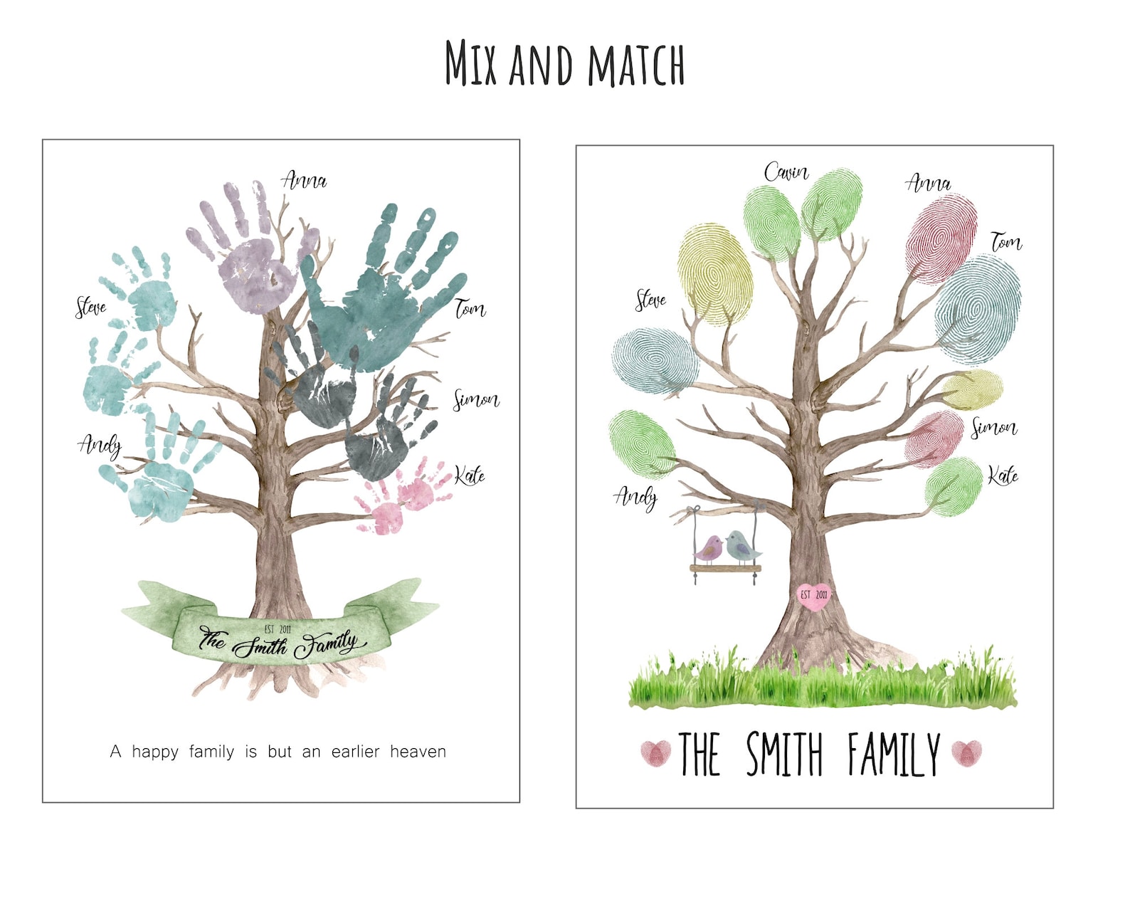 Watercolor Family Tree Clipart. Handprint Family Tree Clipart ...