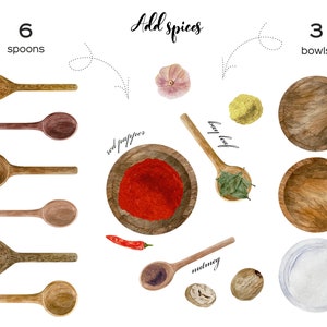 Watercolor Herbs and Spices Clipart: Kitchen Culinary Illustration (PNG ...
