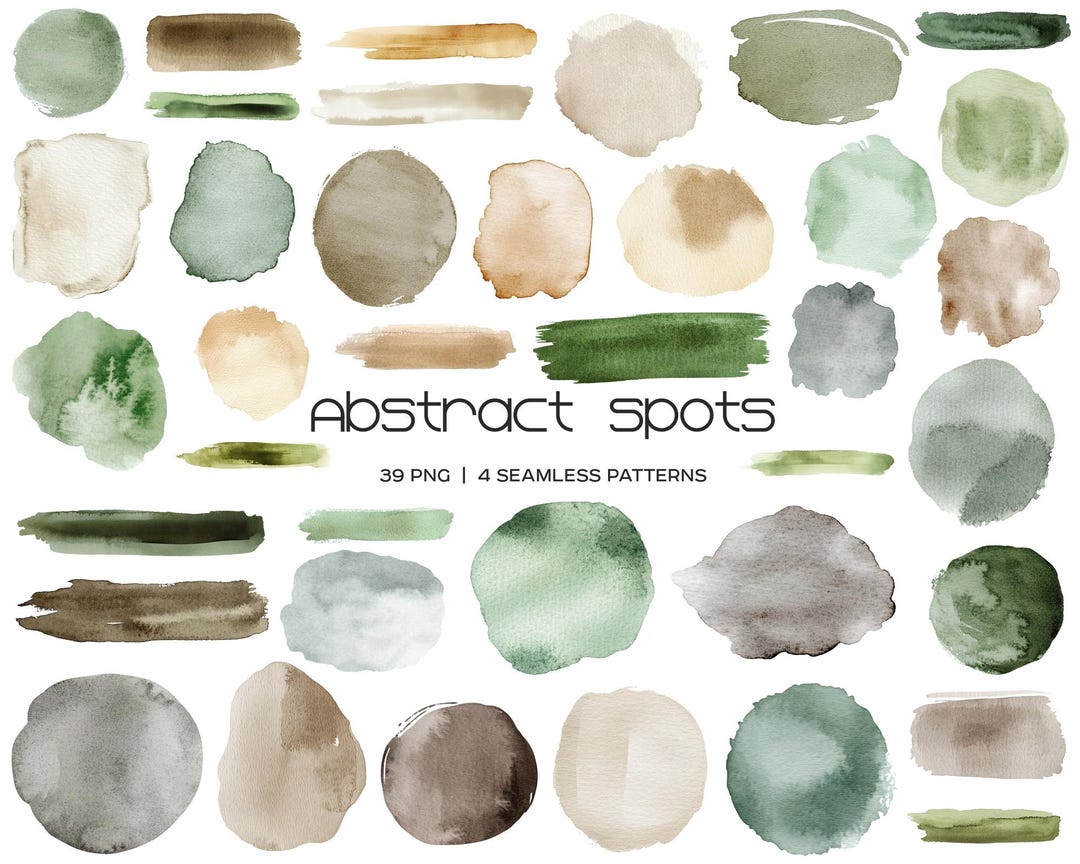 Watercolor Abstract Spots and Smears Clipart Organic Color Banners Eco ...