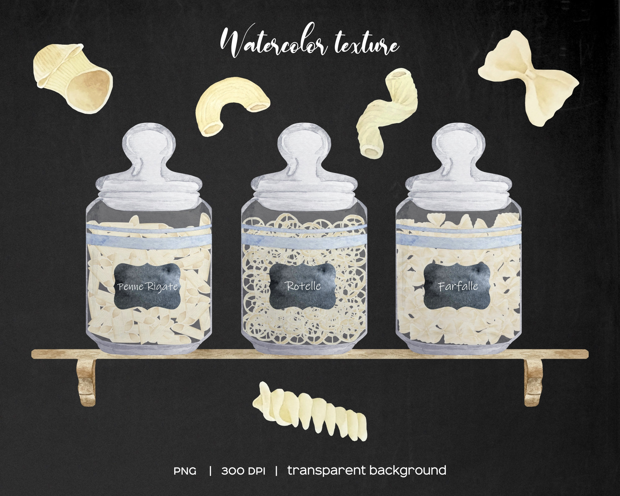 Watercolor Pasta Clipart. Italian Pasta Macaroni Clip Art. Italian Food ...