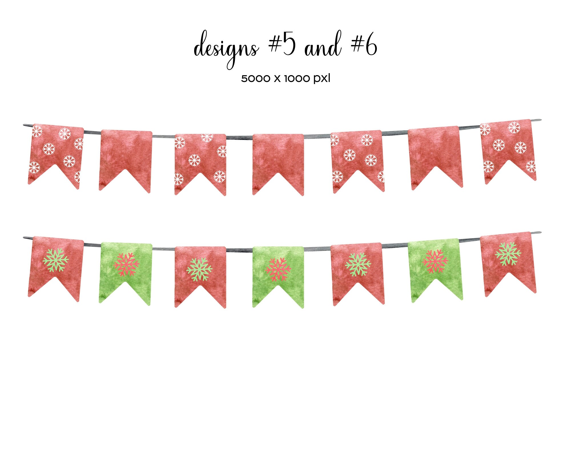 Watercolor Christmas Bunting Clipart: Holiday Ribbons (6 PNG) - Etsy
