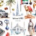 Watercolor UAE Clipart: Emirati Symbols, Dubai & Abu Dhabi (PNG Digital ...