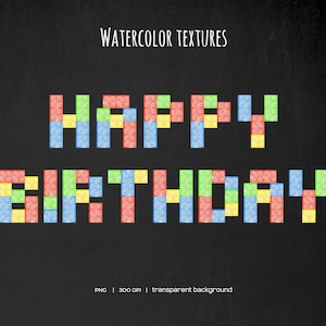 Watercolor Building Bricks Alphabet Clipart: Toy Letters A-Z (PNG) - Etsy