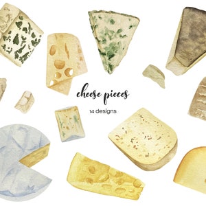 Watercolor Cheese Clipart, Wine and Cheese Illustration, Cheese Plate ...