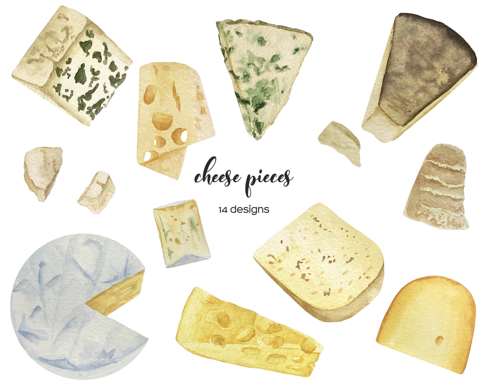 Watercolor Cheese Clipart, Wine and Cheese Illustration, Cheese Plate ...