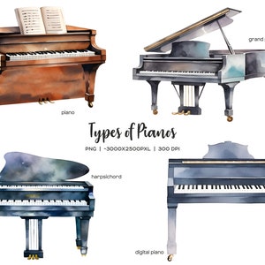 Watercolor Musical Instrument Clipart: Orchestra PNG Set (30 Items) - Etsy