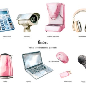 Watercolor Electronic Devices Clipart: Modern Appliances (18 PNG) - Etsy