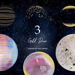 Watercolor Planets Clipart. Magic Solar System Illustration. Watercolor ...