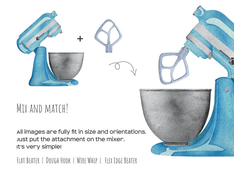 Watercolor Bakery Mixer Clipart. Baking Supplies Clip Art. Kitchen ...