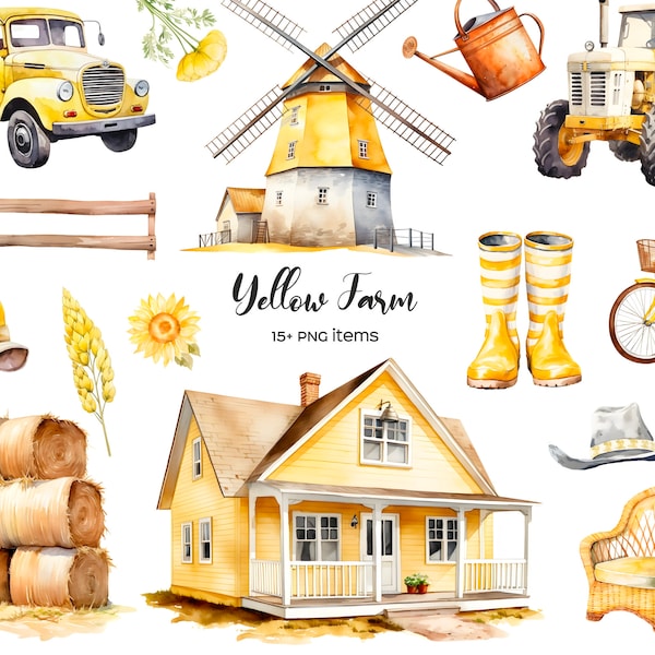Yellow Farmhouse - Etsy