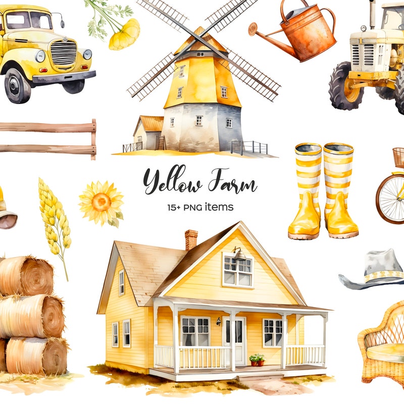 Yellow Farmhouse - Etsy
