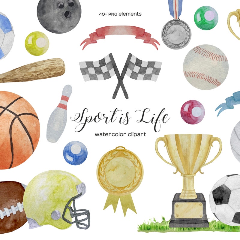 Watercolor Sports - Etsy