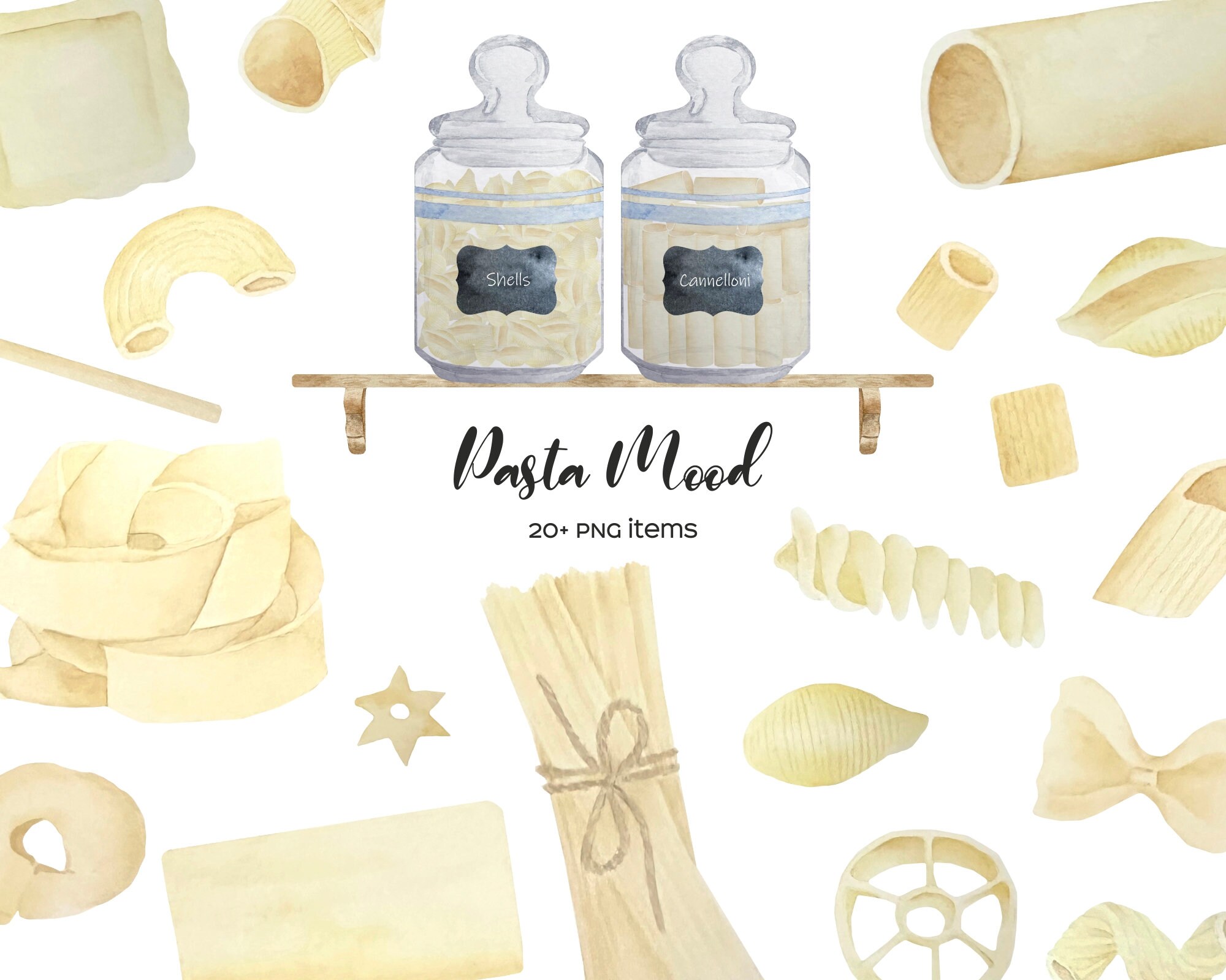 Watercolor Pasta Clipart. Italian Pasta Macaroni Clip Art. Italian Food ...