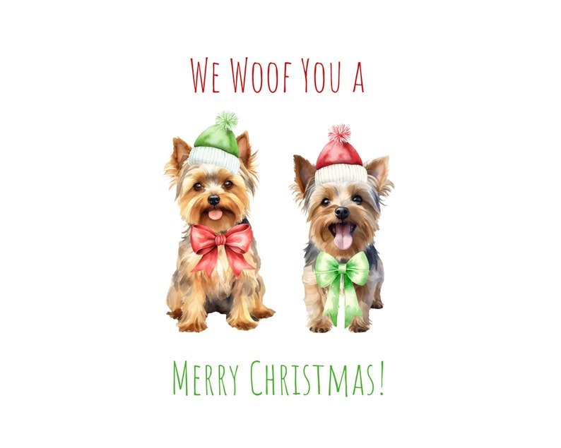 Watercolor Christmas Yorkshire Terrier Clipart. Xmas Yorkshire Terrier ...