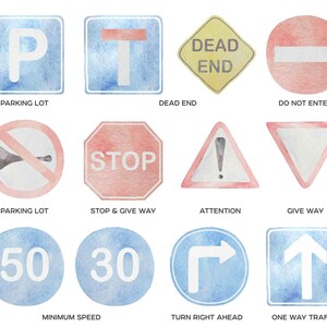 Watercolor Road Sign Clipart. Traffic Signs Clip Art. Bundle 32 Common ...
