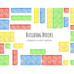 Watercolor Building Bricks Clipart. Toy Plastic Bricks Clip Art ...