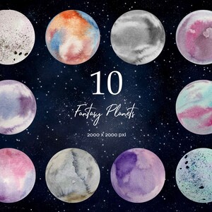 Watercolor Planets Clipart. Magic Solar System Illustration. Watercolor ...