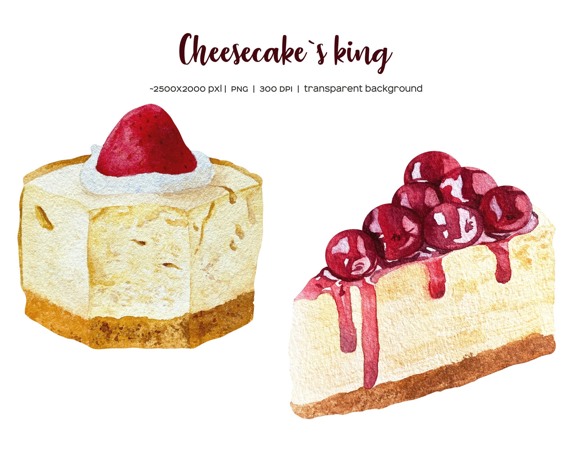 Watercolor Cheesecake Clipart. Cheesecake Clip Art. Bakery Illustration ...