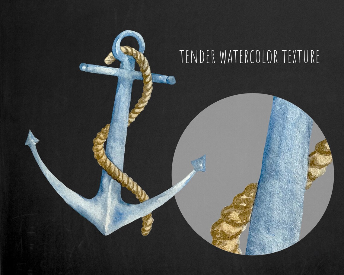 Watercolor Nautical Clipart. Marine Elements Clip Art Lighthouse ...