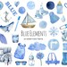 Watercolor Blue Things Clipart: Educational Learning (PNG, JPG) - Etsy