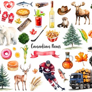 Watercolor Canada Clipart Canadian Elements and Symbols PNG ...