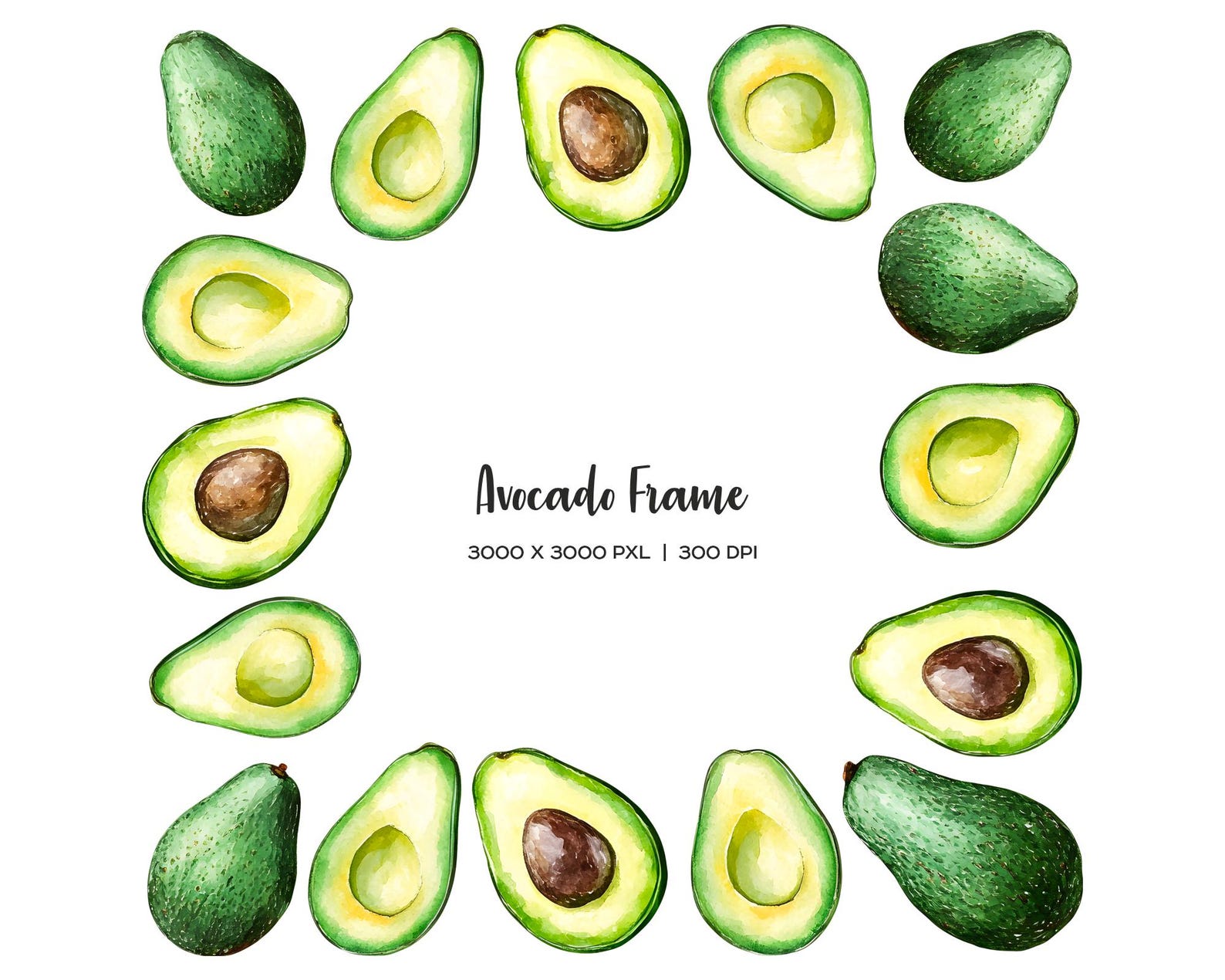 Watercolor Avocado Clipart: Fruit, Tree & Dishes (PNG Digital Download ...