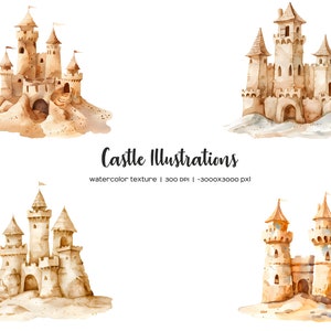 Watercolor Sand Castle Clipart. Tender Summer Beige Sandcastle 8 PNG ...