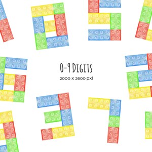 Watercolor Building Bricks Numbers Clipart: Toy Bricks PNG (digital ...