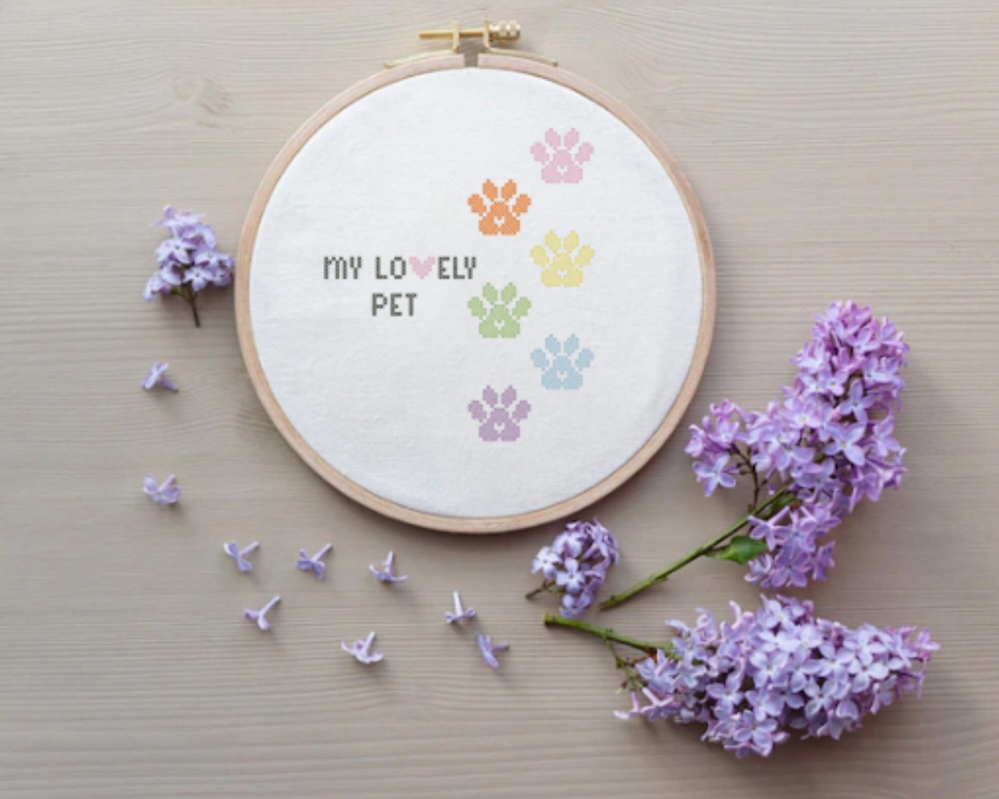 Colorful Paw Footprint Cross Stitch Pattern PDF. Paw Dog Embroidery ...