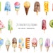 Watercolor Ice Cream Clipart: Summer Food PNG Bundle (20 Items) - Etsy